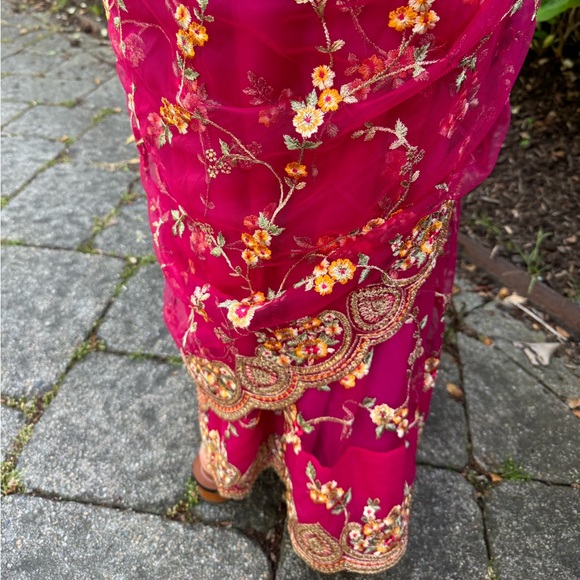 Dresses | Magenta Saree Set With Matching Accessories | Poshmark